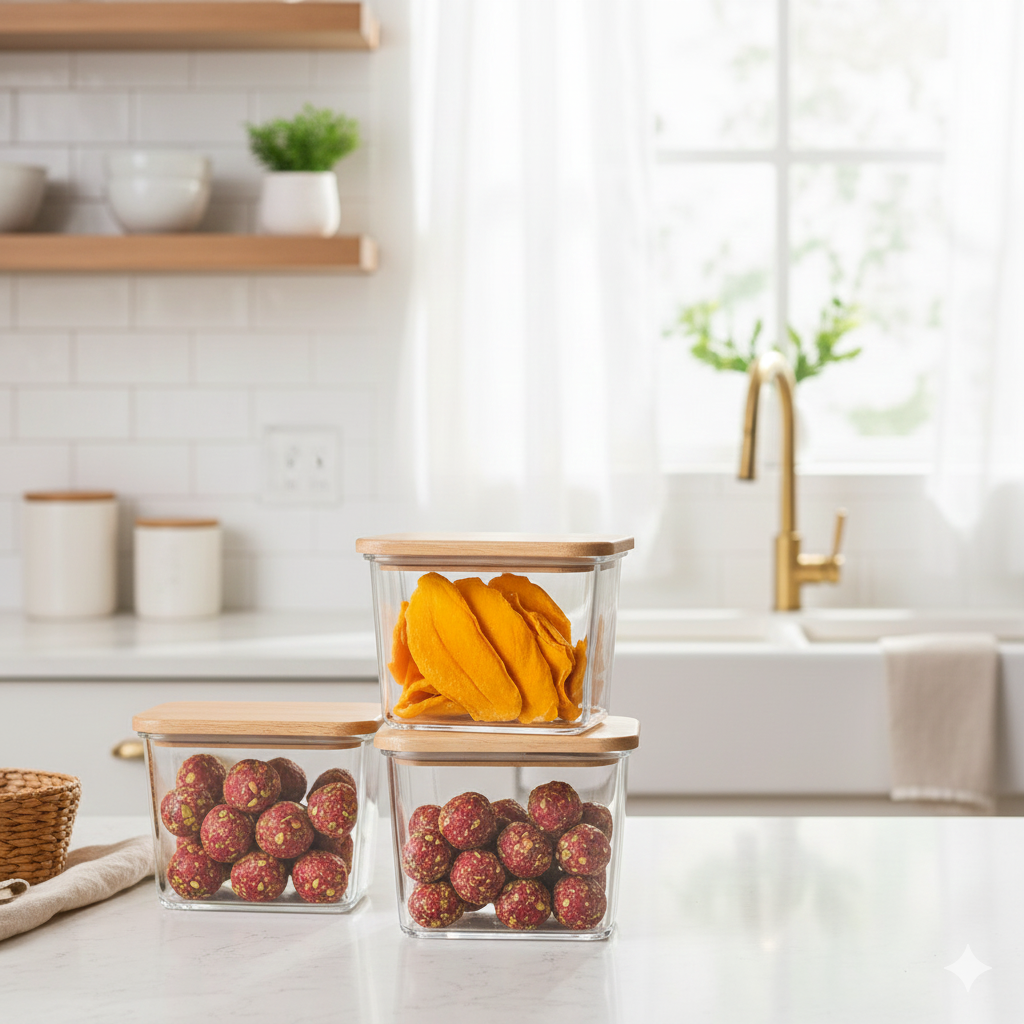 Airtight Glass Container with Wooden Lid by Limon – Limon Kitchenware