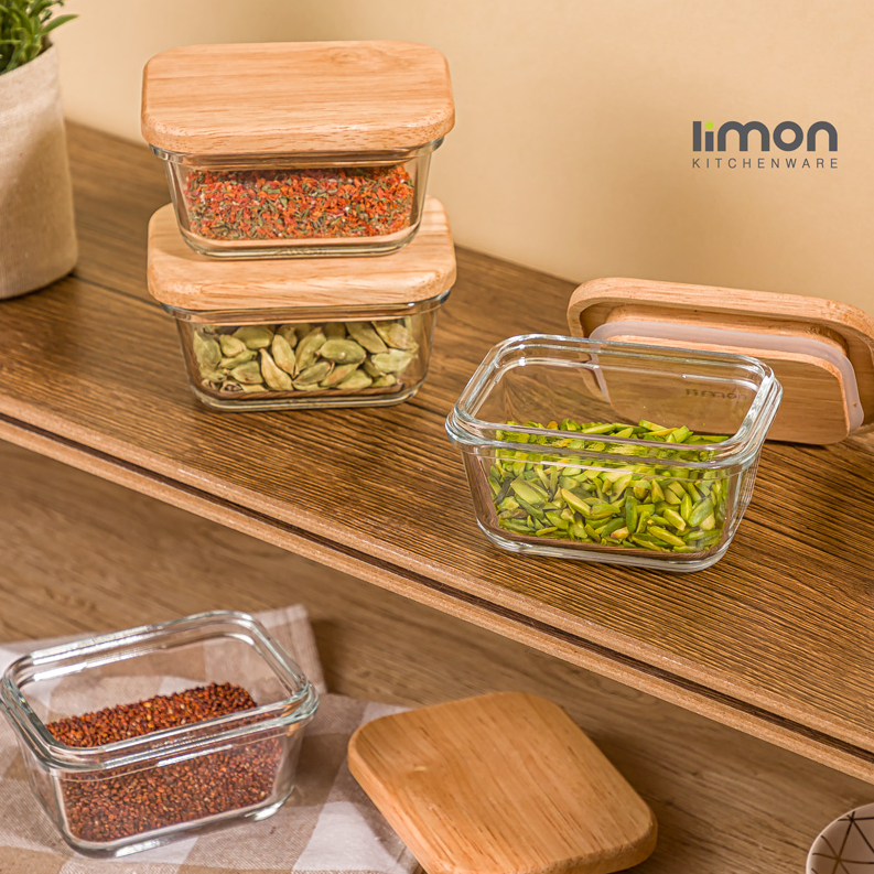 Airtight Glass Container with Wooden Lid by Limon – Limon Kitchenware